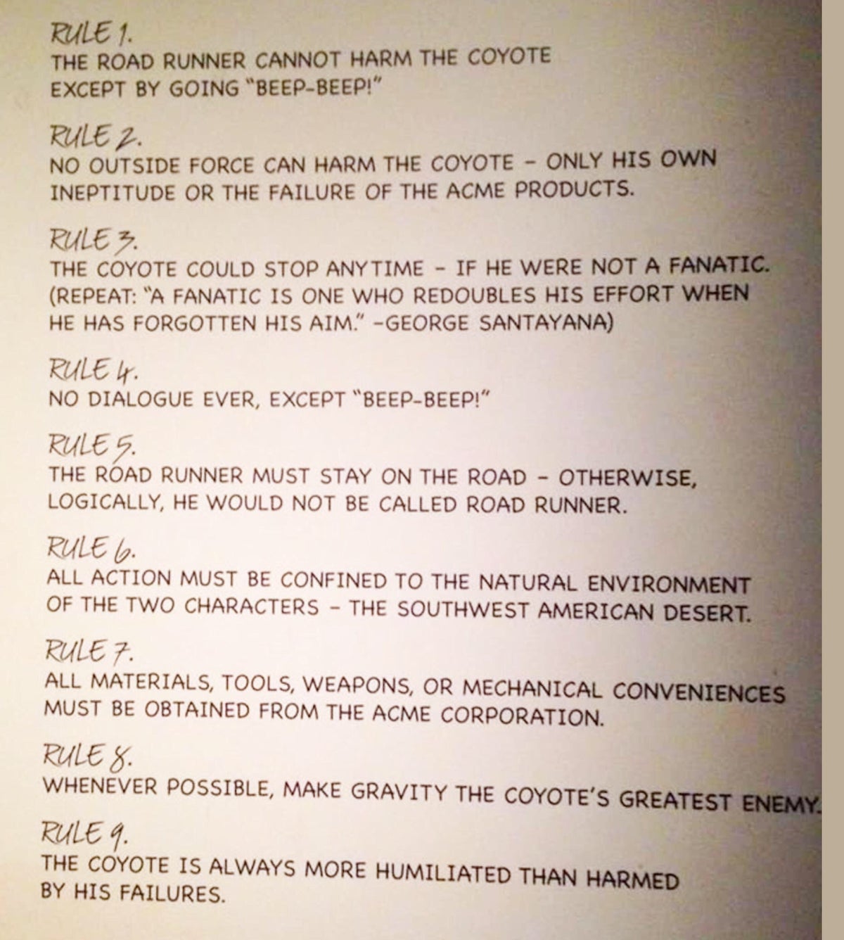 Chuck Jones 9 rules | MLTSHP