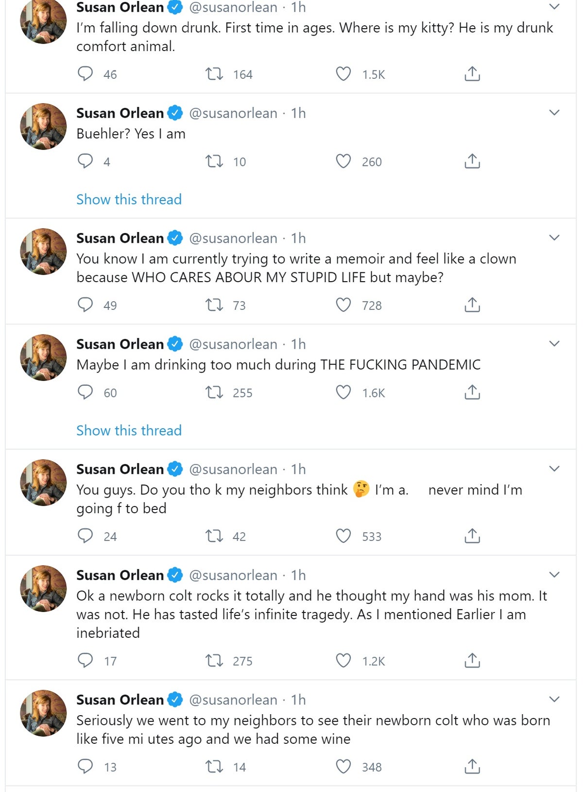 Susan Orlean drunk tweeting tonight is everything | MLTSHP
