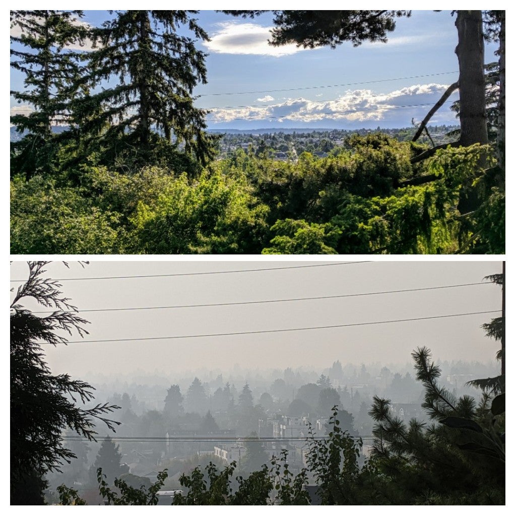 View from my porch, normal Summer day vs today | MLTSHP