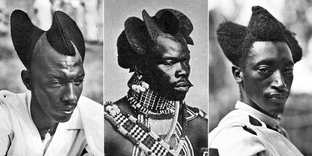 Rwandan men with Amasunzu hairstyles, 1920-1930 | MLTSHP