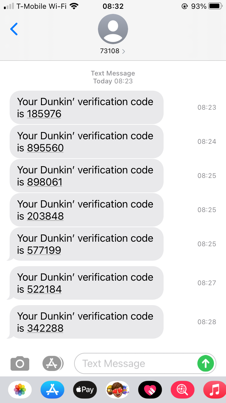 Your Dunkin’ verification code | MLTSHP