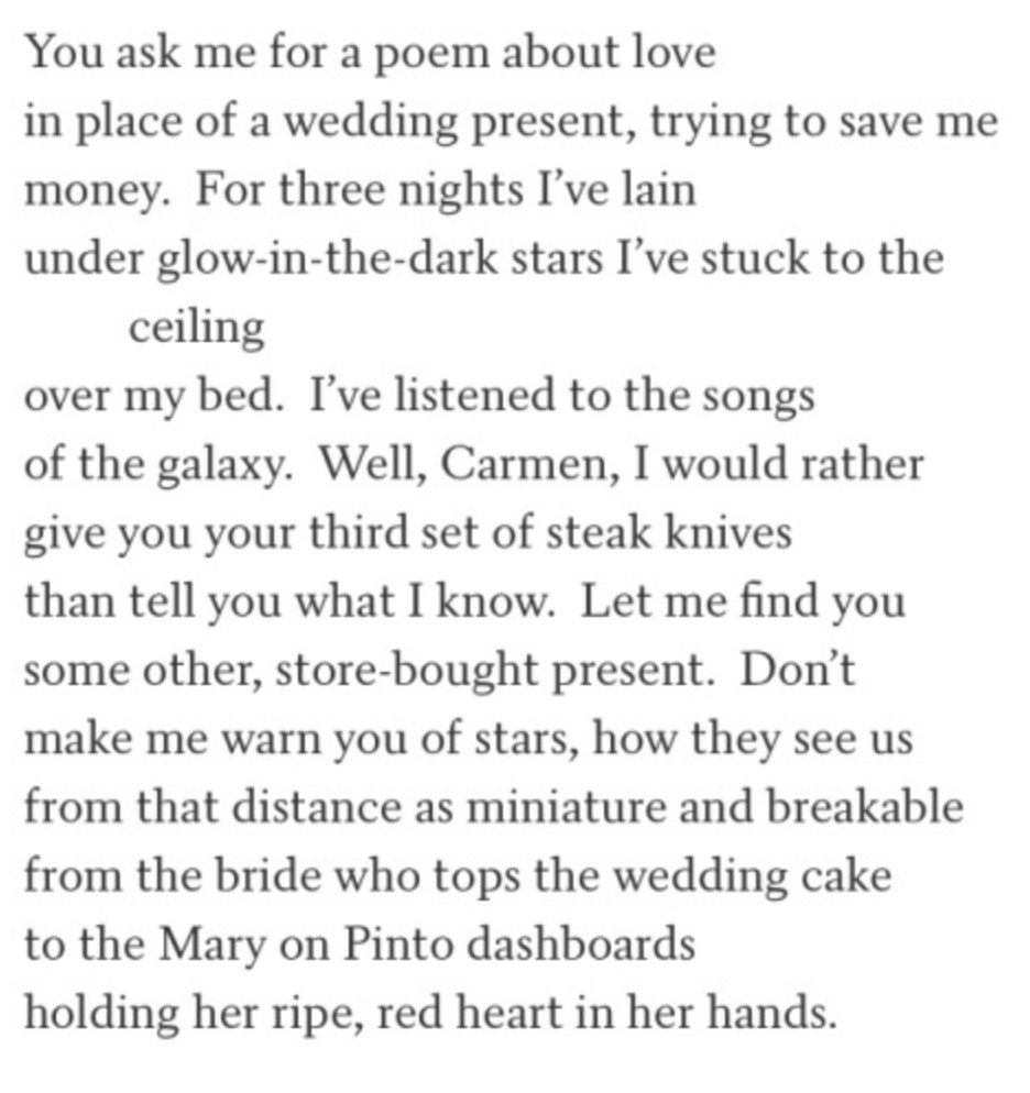Poem Not to Be Read at Your Wedding (Beth Ann Fennelly) | MLTSHP