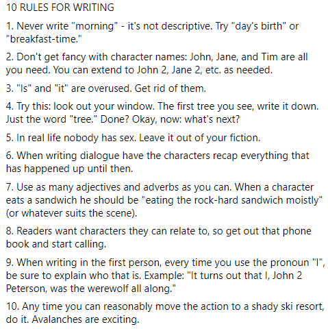 10 rules for writing | MLTSHP