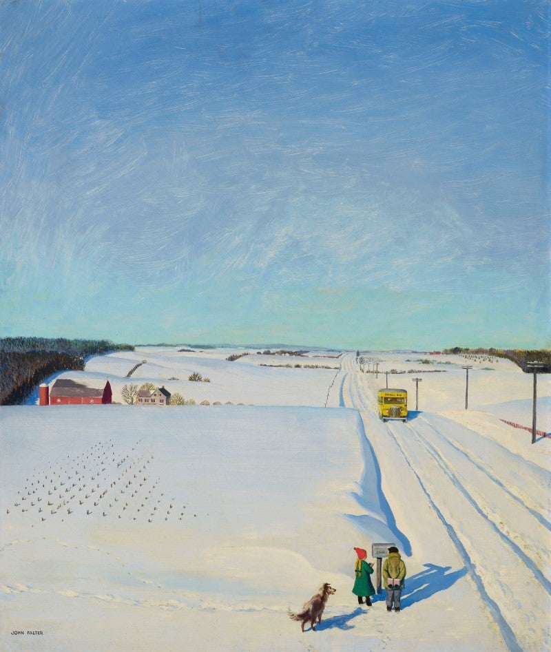 Waiting for School Bus in Snow- John Philip Falter (February 28, 1910 – May 20, 1982). | MLTSHP