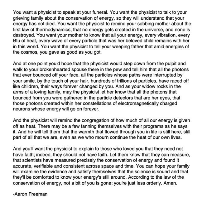 You want a physicist to speak at your funeral... | MLTSHP