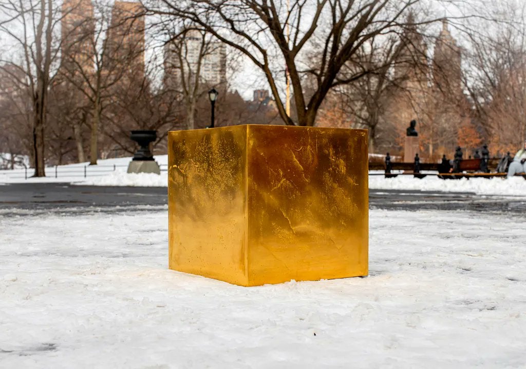 Gold cube in Central Park | MLTSHP