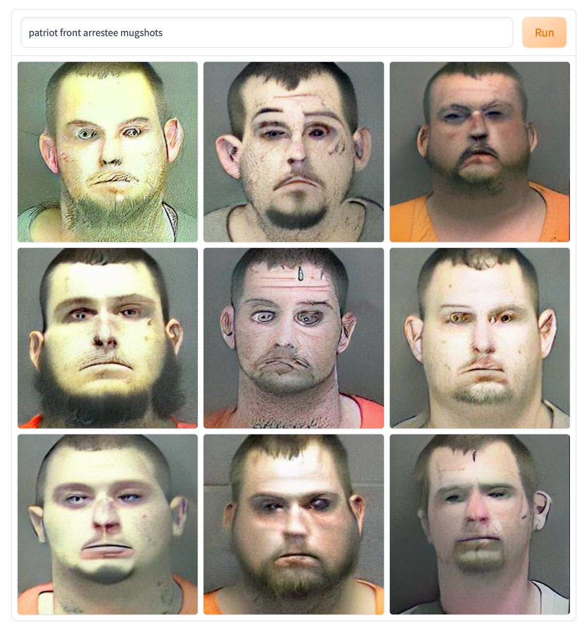 Patriot Front arrestee mugshots, via #dallemini | MLTSHP