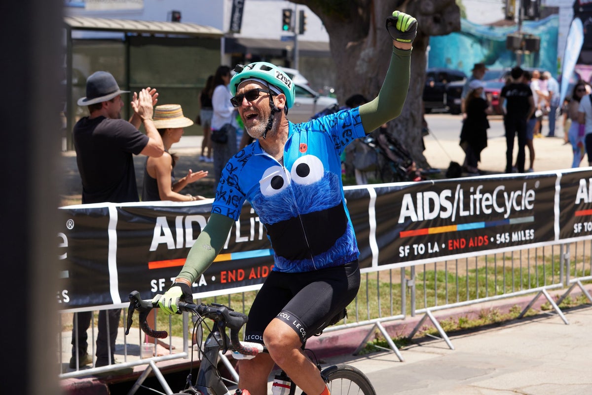 Crossing the line at the end of AIDS/LifeCycle 2022 | MLTSHP
