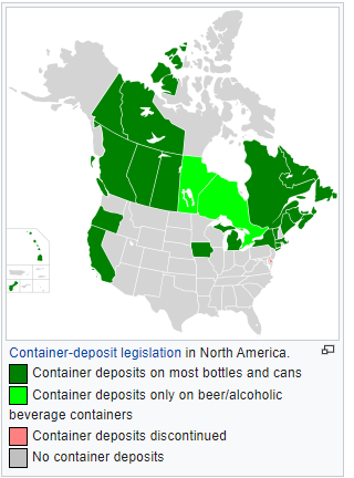 In 1971, Oregon implemented the first bottle bill requiring a deposit ...