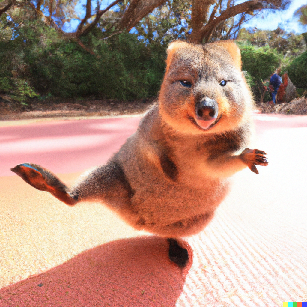 A smiling quokka break dancing | MLTSHP