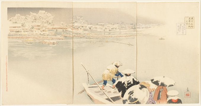 The Second Month Matsuchiyama in Snow at Dusk, by Kobayashi Kiyochika | MLTSHP