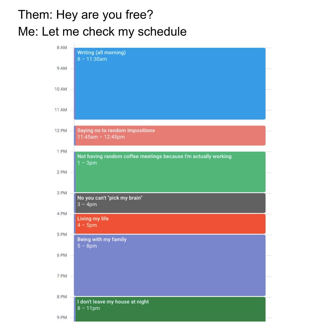 I'm busy not having meetings | MLTSHP