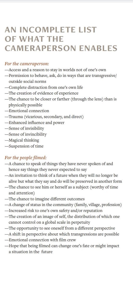 An Incomplete List of What the Cameraperson Enables | MLTSHP