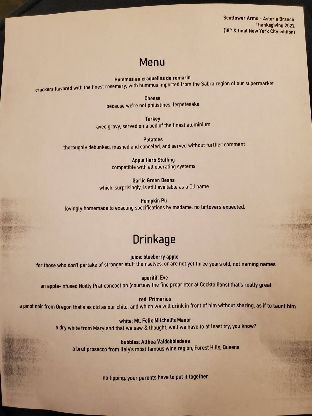 Our Thanksgiving Menu | MLTSHP