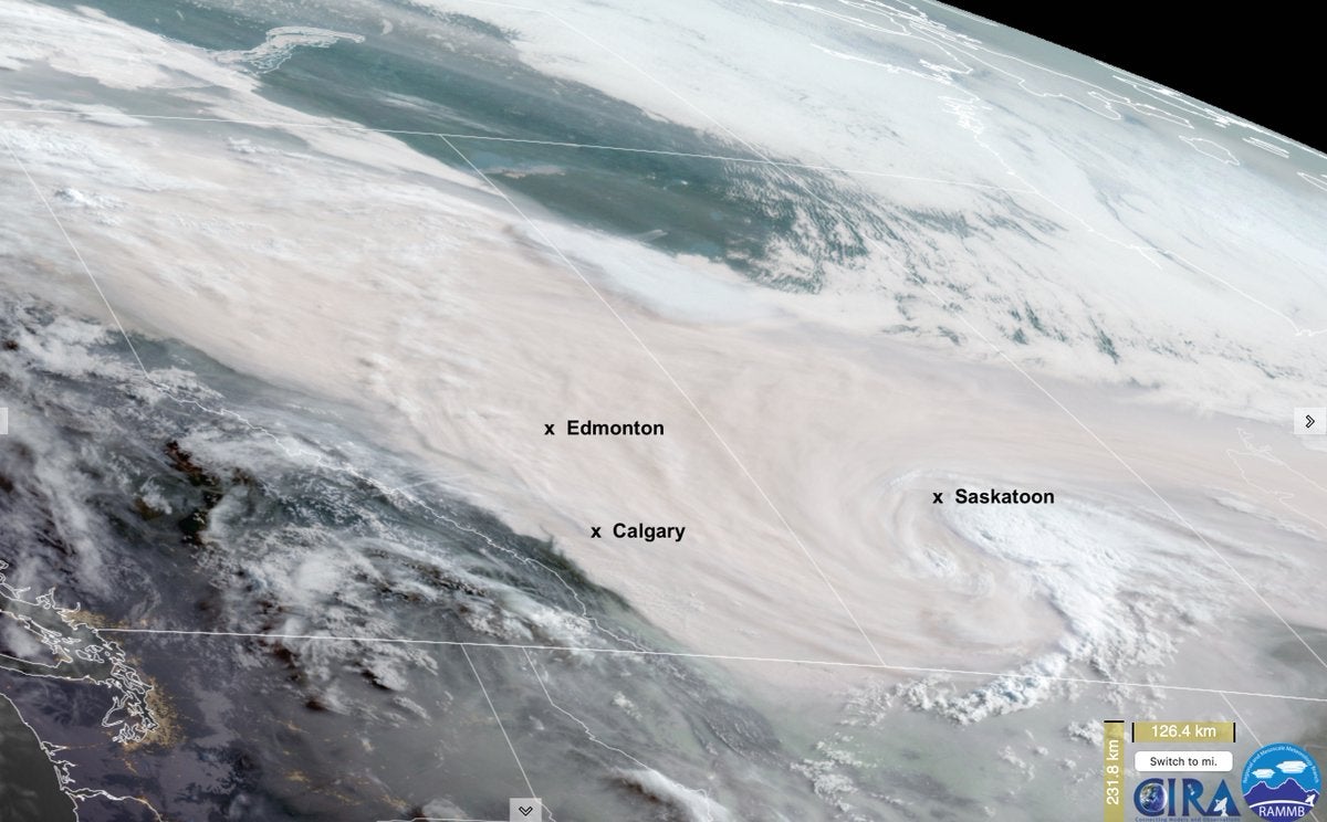 wildfire smoke over Alberta this morning | MLTSHP