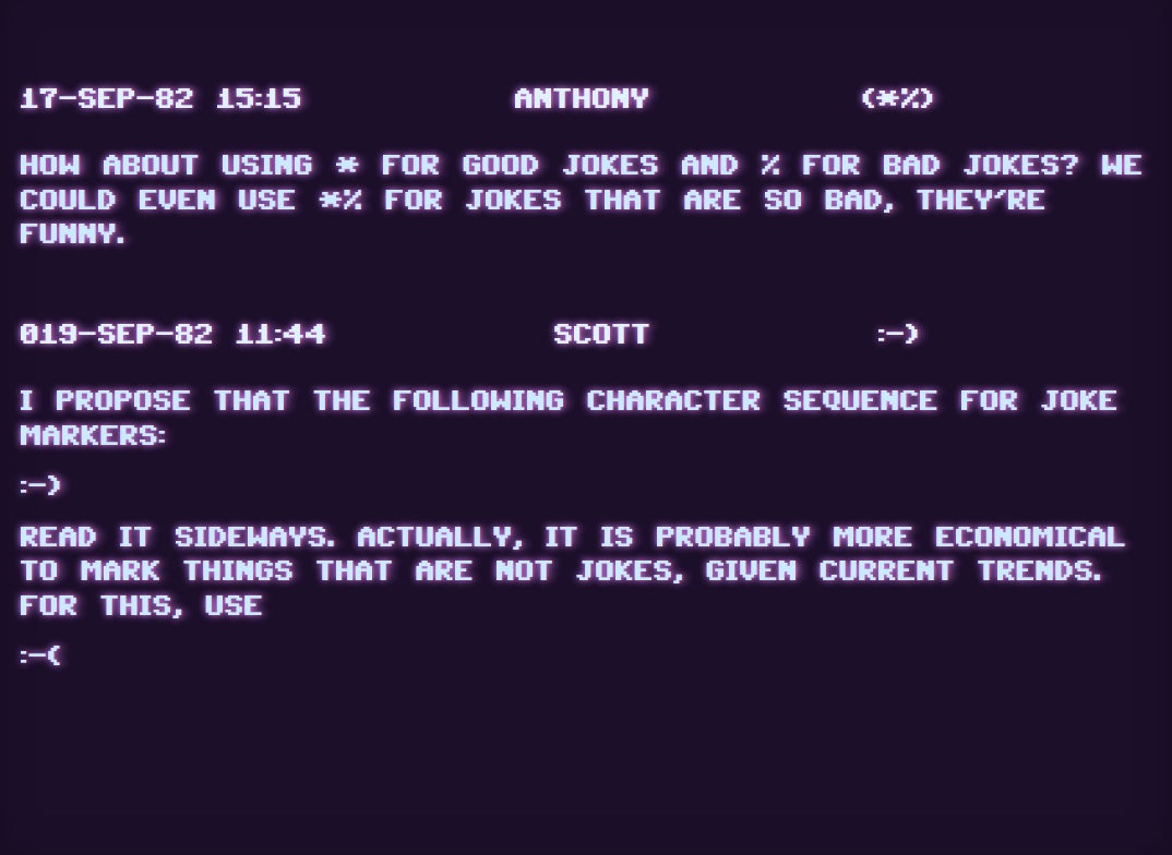 First emoticons, 1982 | MLTSHP