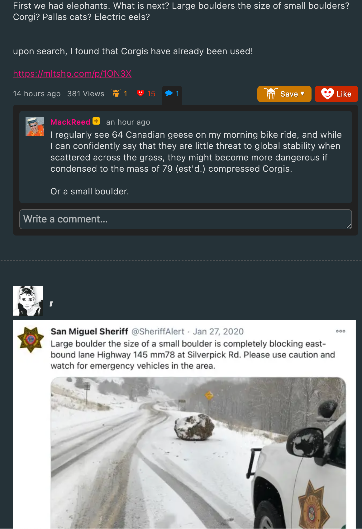 mltshp poker: A pair of small boulders the size of 64 Canadian geese | MLTSHP