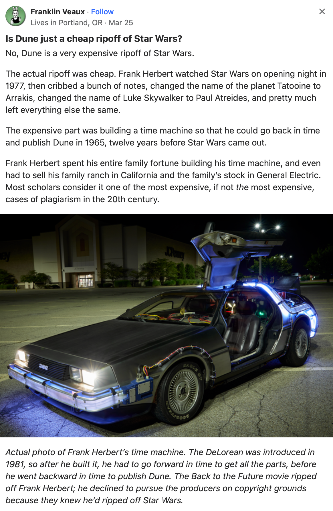 Is Dune just a cheap ripoff of Star Wars? | MLTSHP