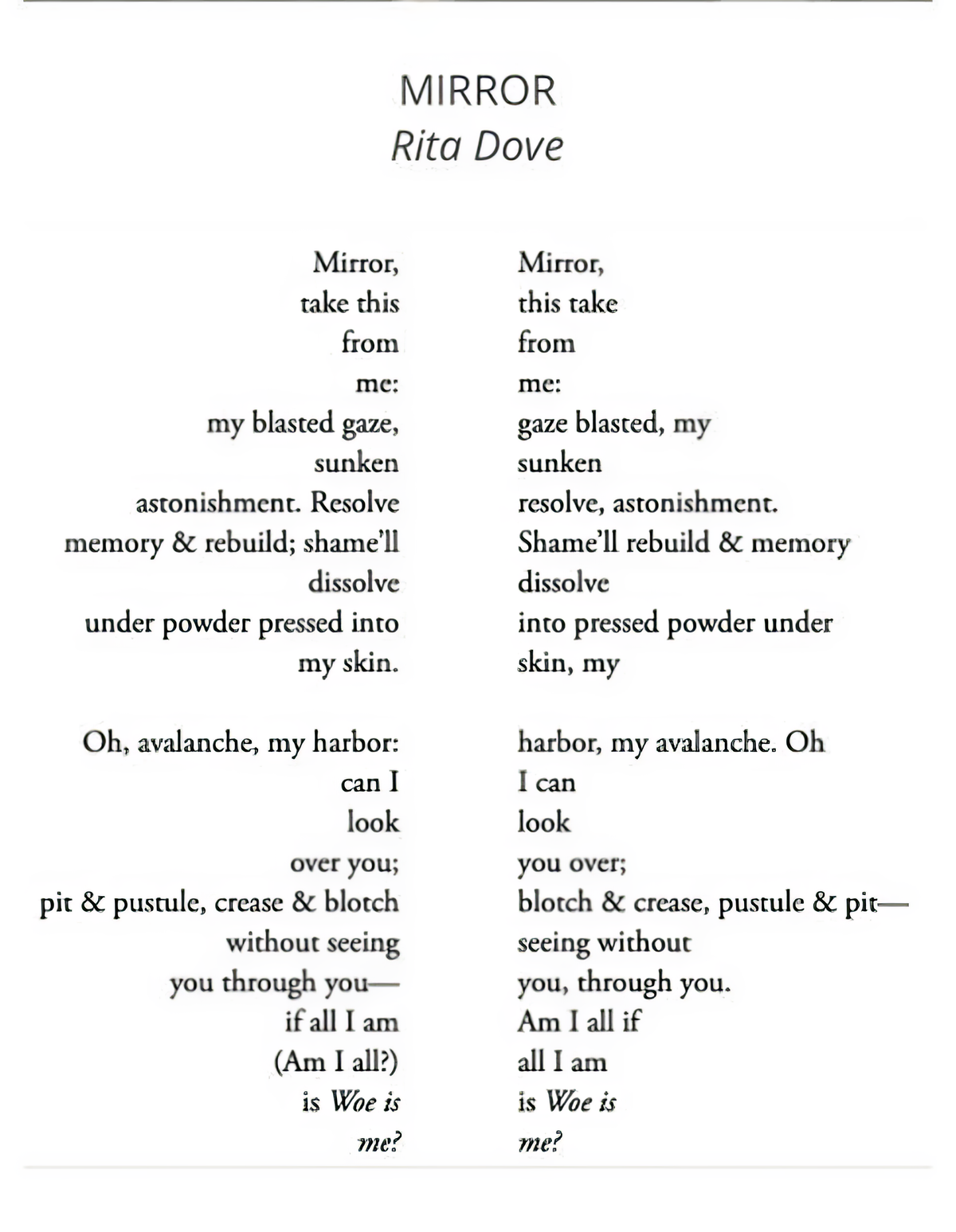 Mirror - Rita Dove | MLTSHP