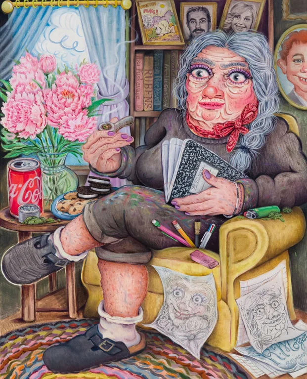 Rebecca Morgan - Self-Portrait at 100 still doing all my Favorite Shit (2023) | MLTSHP