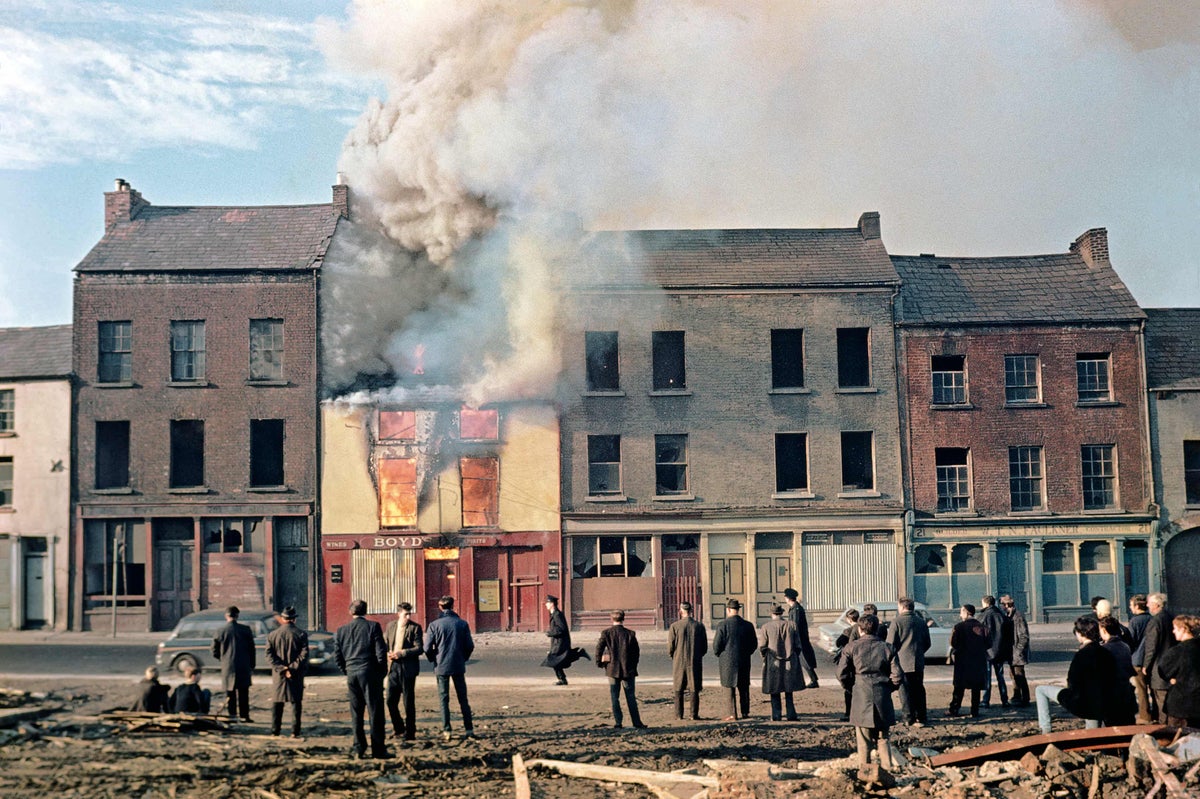 Burning building, Derry, Northern Ireland, c1969 | MLTSHP