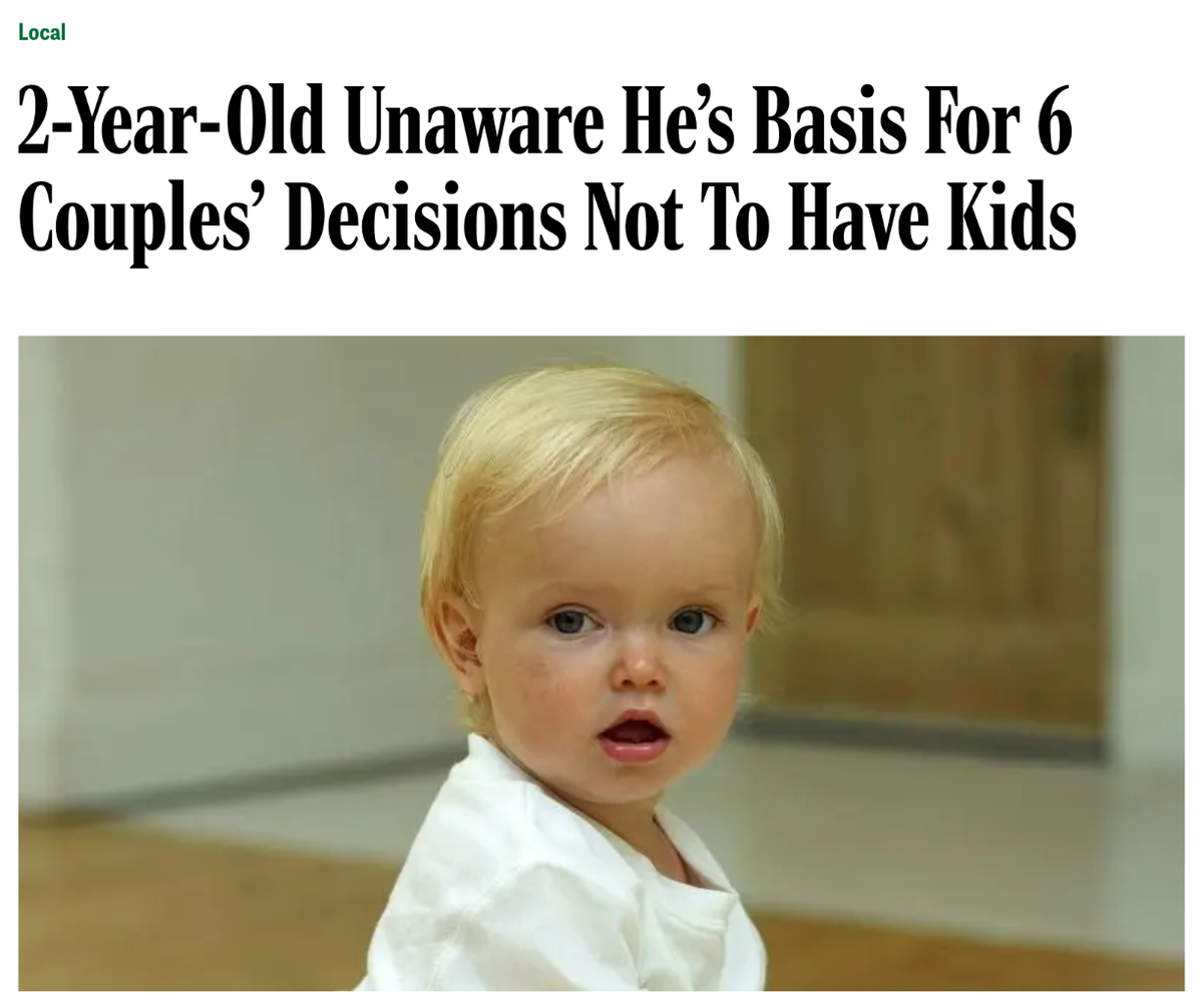 2-Year-Old Unaware He’s Basis For 6 Couples’ Decisions Not To Have Kids | MLTSHP
