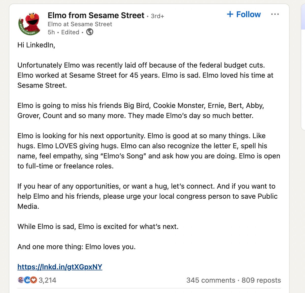 Elmo is sad. | MLTSHP