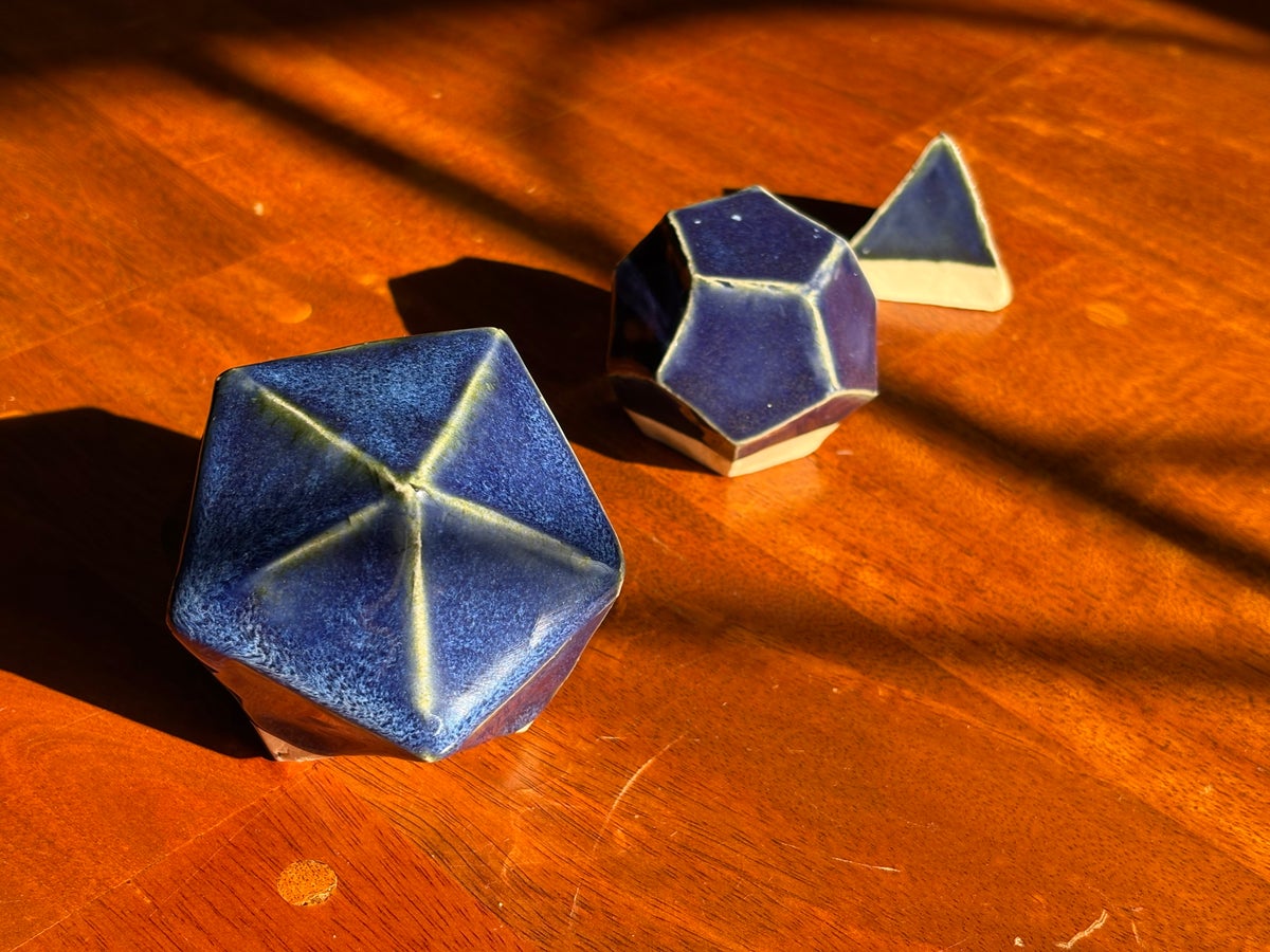 Three clay polyhedra | MLTSHP