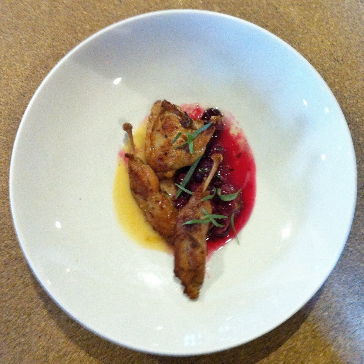 Quail confit with roasted concord grapes and fresh tarragon ...