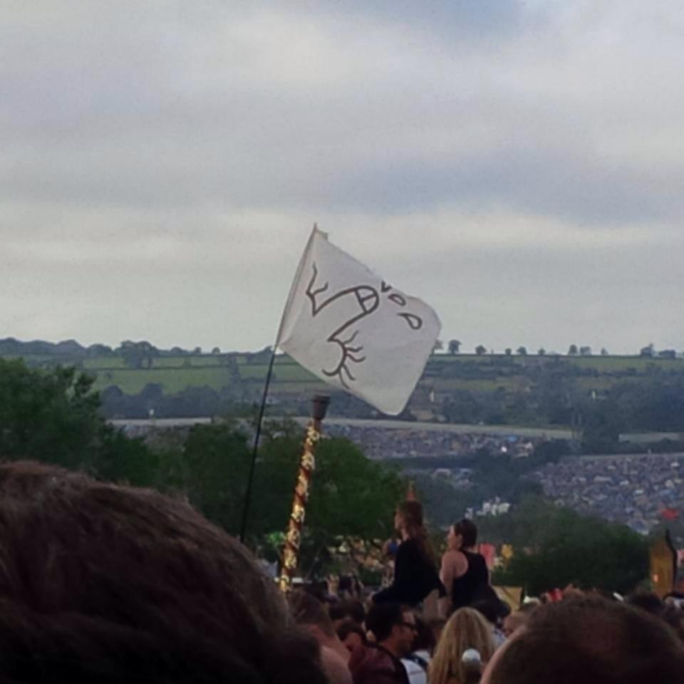 hand drawn cock and balls with spunk coming out of it flag | MLTSHP